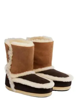 Moon Boot Evx Shearling-trimmed Suede Ankle Boots - Brown