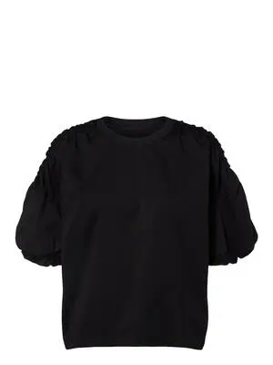 Noir Kei Ninomiya Gathered Cotton Jersey T-shirt - Black