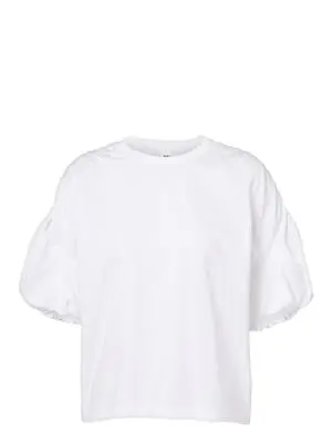 Noir Kei Ninomiya Gathered Cotton Jersey T-shirt - White