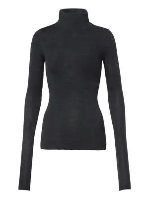 THE FRANKIE SHOP Utica Thin Wool And Silk Turtleneck Sweater In Dark Melange - Grey