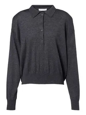 THE FRANKIE SHOP Croydon Wool-blend Polo Sweater - Grey