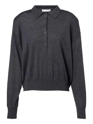 THE FRANKIE SHOP Croydon Wool-blend Polo Sweater - Grey