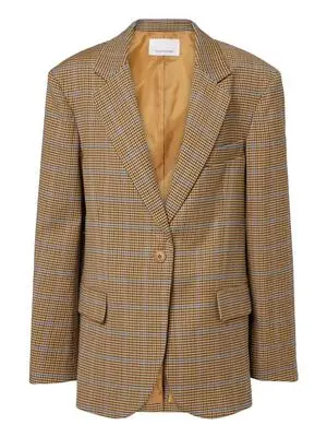 THE FRANKIE SHOP Lyra Houndstooth Oversized Blazer - Beige