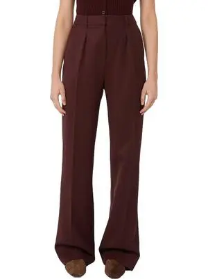 Max Mara Pleated Virgin Wool Twill Trousers - Cherry