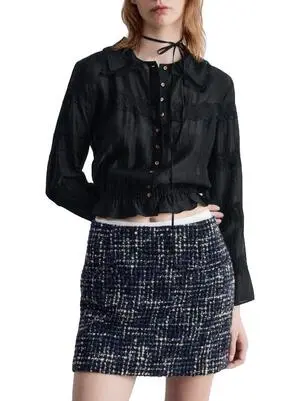 & Other Stories Lace Trimmed Button-up Shirt - Black