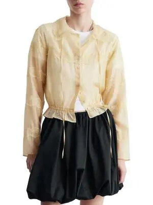 & Other Stories Lace Trim Button-up Shirt - Light Yellow