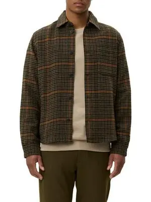 LES DEUX Kody Houndstooth Wool Blend Overshirt - Teak