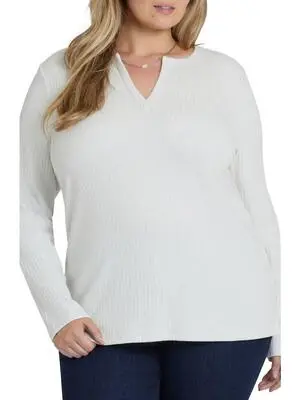 NYDJ Metallic Ribbed Top Ivory