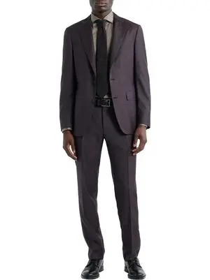 Canali Capri Trim Fit Mélange Super 130s Wool Suit - Dark Brown