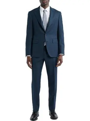 Canali Capri Trim Fit Peaked Lapel Super 130s Wool Suit - Dark Green