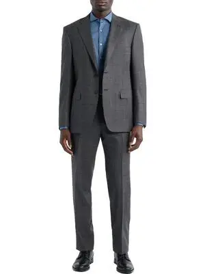 Canali Siena Regular Fit Grey Glen Plaid Super 130s Wool Suit - Charcoal