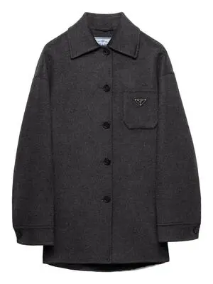 Prada Single-breasted Double Cashwool Caban Jacket - Grey