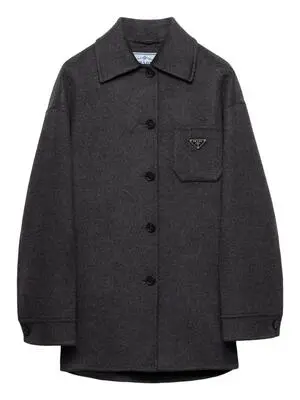 Prada Single-Breasted Cashwool Caban Jacket Slate Gray