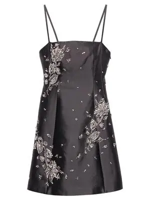 Prada Embroidered Silk And Wool Mini-dress - Grey
