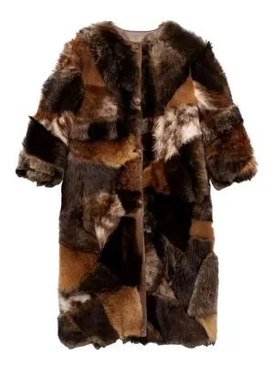 Prada Patchwork Shearling Coat - Multicolored