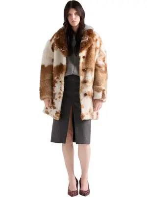 Prada Shearling Coat - White/dark Brown