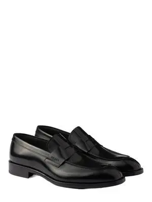 Prada Brushed Leather Loafers - Black
