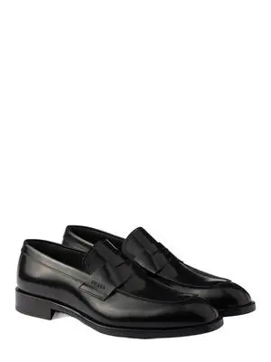 Prada Brushed Leather Loafers Black
