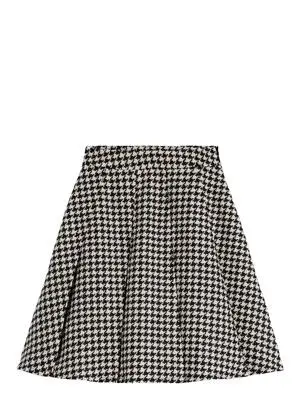 Boden Houndstooth Check Wool Skirt - Black Dogstooth