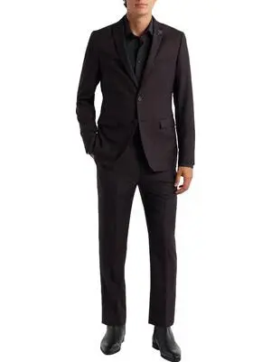 John Varvatos Varick Slim Fit Slub Wool Suit - Burgundy