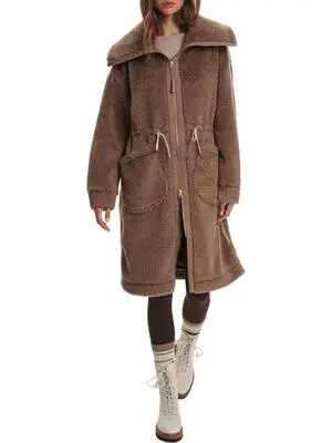 Varley Logan Faux Shearling Coat - Ash Taupe