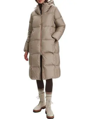 Varley Katya Long 800 Fill Power Down Puffer Jacket - Portabella Metallic