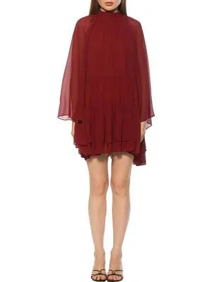 ALEXIA ADMOR Pamela Long Sleeve Shift Dress Burgundy