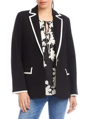 Karen Kane Contrast Trim Ponte Blazer - Black Cream