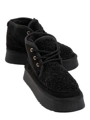 PROLOGUE SHOES Tyson Lace-Up Boots Black Suede Faux Leather