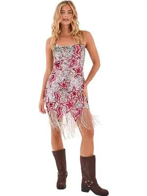 Nasty Gal Star Embellished Mini Dress - Turquoise