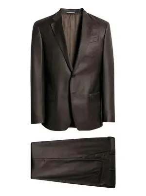 EMPORIO ARMANI G-line Solid Brown Wool Suit