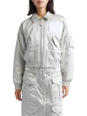 Vaquera Satin Flight Jacket - Light Grey 1