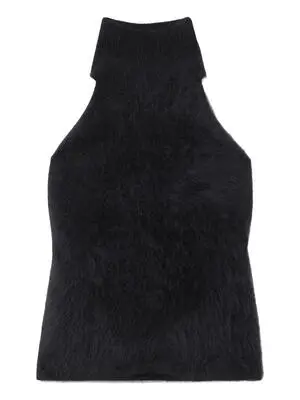 LISA YANG Leya Brushed-cashmere Turtleneck Tank - Black