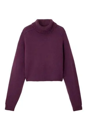 LISA YANG Cathie Cropped Cashmere Turtleneck Sweater - Burgundy