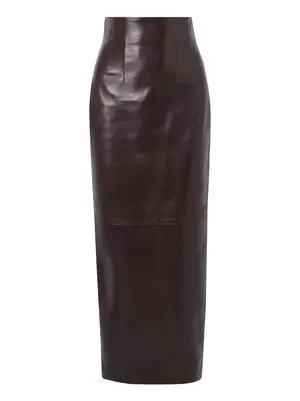 Khaite Loxley Leather Maxi Skirt - Brown