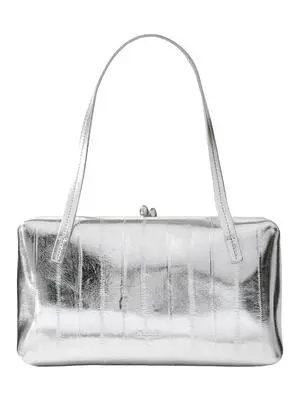 JIL SANDER Goji Pillow Metallic Crinkled-leather Shoulder Bag - Silver