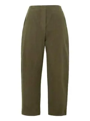 LESET Chloe Cotton-canvas Wide-leg Pants - Green