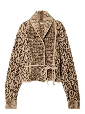 Dries Van Noten Jacquard-knit Wool-blend Cardigan - Neutrals