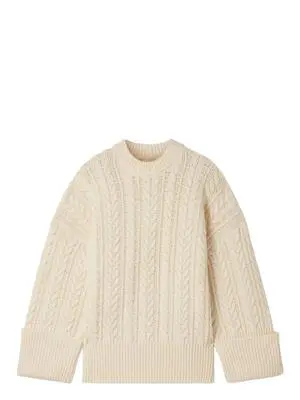 Co Oversized Cable-knit Wool-blend Sweater - Neutrals