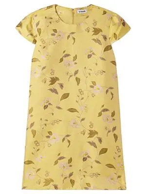 Staud Mia Floral-brocade Mini Dress - Yellow