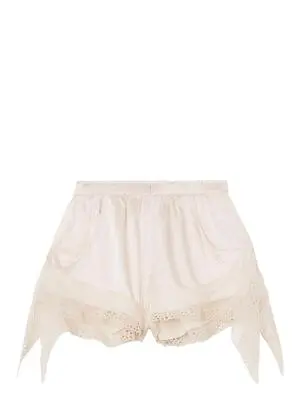 Isabel Marant Ildana Lace-trimmed Silk-blend Satin Shorts - Ecru