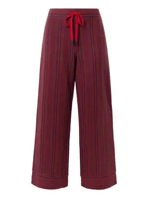 Guest In Residence Striped Cashmere Wide-leg Sweatpants - Red