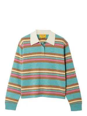 GUEST IN RESIDENCE Cropped Striped Cashmere Polo Shirt