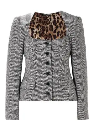 Dolce & Gabbana Herringbone Wool Jacket - Gray