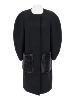 Fendi Double Wool Overcoat - Black