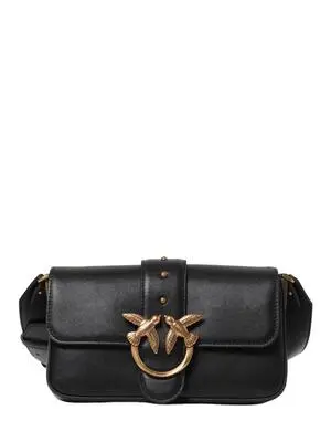 Pinko Leather Mini Bag With Bird Clasp - Black 1