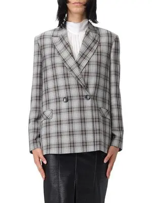 HANITA Plaid Double-breasted Jacket - Grey