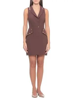 Elisabetta Franchi Sleeveless Mini Dress Brown