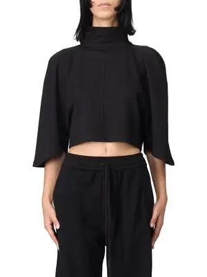 THOM KROM Cropped High Neck Top With Wide Sleeves - Black