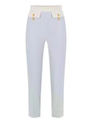 Elisabetta Franchi Contrast Waistband Trousers - Blue